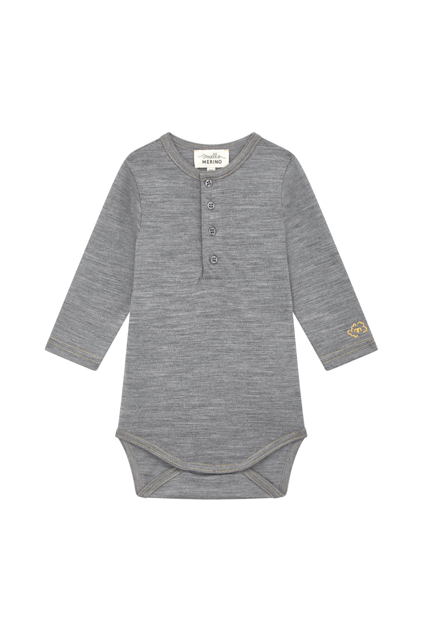 Smalls Merino, Pure Wool Baby Bodysuit, Grey Marle